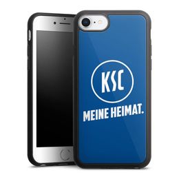 DeinDesign iPhone SE (2020) Handy Gallery Case Handyh&uuml;lle 9H Geh&auml;rtetes Glas R&uuml;ckseite H&uuml;lle Ksc Karlsruher Sc Statement Gallery Case
