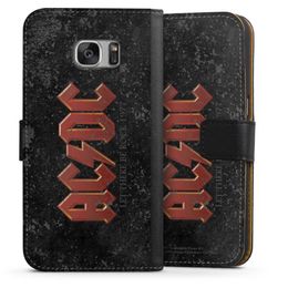DeinDesign Galaxy S7 Handy Klapph&uuml;lle Handyh&uuml;lle aus Kunst Leder schwarz Flip Case Acdc Logo Merchandise Sideflip mit langer Lasche