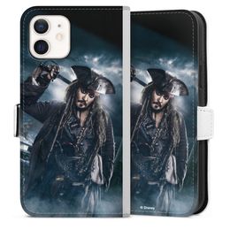 DeinDesign iPhone 12 Handy Klapph&uuml;lle Handyh&uuml;lle aus Kunst Leder wei&szlig; Flip Case Fluch Der Karibik Captain Jack Sparrow Official Licensed Product Sideflip mit 