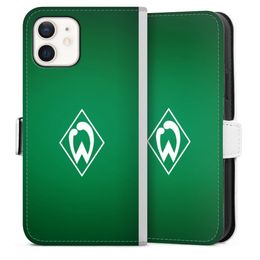 DeinDesign iPhone 12 Handy Klapph&uuml;lle Handyh&uuml;lle aus Kunst Leder wei&szlig; Flip Case Logo Sv Werder Bremen Merchandise Sideflip mit Lasche