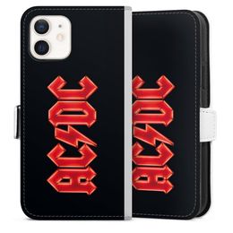 DeinDesign iPhone 12 Handy Klapph&uuml;lle Handyh&uuml;lle aus Kunst Leder wei&szlig; Flip Case Official Licensed Product Acdc Logo Sideflip mit Lasche
