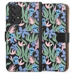 DeinDesign Galaxy A53 5G Handy Klapph&uuml;lle Handyh&uuml;lle aus Kunst Leder schwarz Flip Case Disney Lilo & Stitch Muster Sideflip mit langer Lasche