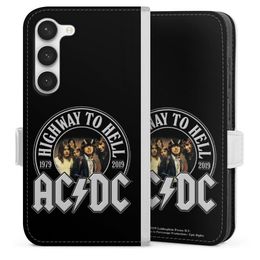 DeinDesign Galaxy S23 Handy Klapph&uuml;lle Handyh&uuml;lle aus Kunst Leder wei&szlig; Flip Case Acdc Official Licensed Product Rock Sideflip mit Lasche