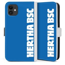 DeinDesign iPhone 11 Handy Klapph&uuml;lle Handyh&uuml;lle aus Kunst Leder wei&szlig; Flip Case Blue Hertha Bsc Soccer Sideflip mit Lasche