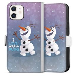 DeinDesign iPhone 12 Handy Klapph&uuml;lle Handyh&uuml;lle aus Kunst Leder wei&szlig; Flip Case Frozen Olaf Official Licensed Product Frozen Sideflip mit Lasche