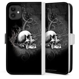 DeinDesign iPhone 11 Handy Klapph&uuml;lle Handyh&uuml;lle aus Kunst Leder wei&szlig; Flip Case Gothic Skull Skulls Sideflip mit Lasche