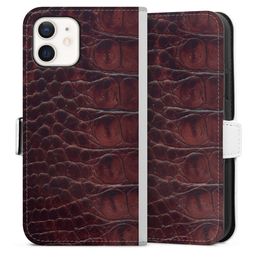 DeinDesign iPhone 12 Handy Klapph&uuml;lle Handyh&uuml;lle aus Kunst Leder wei&szlig; Flip Case Leather Crocodile Animal Print Sideflip mit Lasche