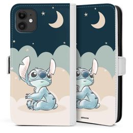 DeinDesign iPhone 11 Handy Klapph&uuml;lle Handyh&uuml;lle aus Kunst Leder wei&szlig; Flip Case Moon Lilo & Stitch Disney Sideflip mit Lasche