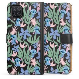 DeinDesign Galaxy A12 Handy Klapph&uuml;lle Handyh&uuml;lle aus Kunst Leder schwarz Flip Case Disney Lilo & Stitch Muster Sideflip mit langer Lasche