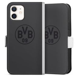 DeinDesign iPhone 12 Handy Klapph&uuml;lle Handyh&uuml;lle aus Kunst Leder wei&szlig; Flip Case Bvb Borussia Dortmund Logo Sideflip mit Lasche