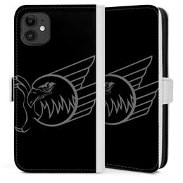 DeinDesign iPhone 11 Handy Klapph&uuml;lle Handyh&uuml;lle aus Kunst Leder wei&szlig; Flip Case Adler Mannheim Ice Hockey Sports Sideflip mit Lasche