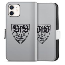 DeinDesign iPhone 12 Handy Klapph&uuml;lle Handyh&uuml;lle aus Kunst Leder wei&szlig; Flip Case Logo Official Licensed Product Vfb Stuttgart Sideflip mit Lasche