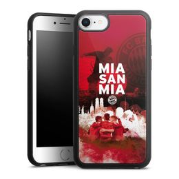 DeinDesign iPhone SE (2020) Handy Gallery Case Handyh&uuml;lle 9H Geh&auml;rtetes Glas R&uuml;ckseite H&uuml;lle Fc Bayern M&uuml;nchen Fcb Mia San Mia Gallery Case
