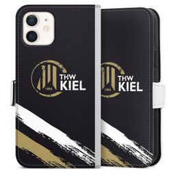 DeinDesign iPhone 12 Handy Klapph&uuml;lle Handyh&uuml;lle aus Kunst Leder wei&szlig; Flip Case Logo Handball Thw Kiel Sideflip mit Lasche