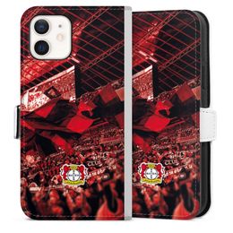 DeinDesign iPhone 12 Handy Klapph&uuml;lle Handyh&uuml;lle aus Kunst Leder wei&szlig; Flip Case Merchandise Bayer 04 Leverkusen Official Licensed Product Sideflip mit Lasche
