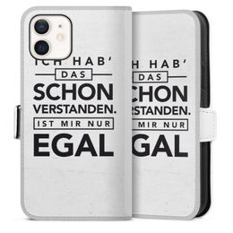 DeinDesign iPhone 12 Handy Klapph&uuml;lle Handyh&uuml;lle aus Kunst Leder wei&szlig; Flip Case Spruch Sayings Statement Sideflip mit Lasche