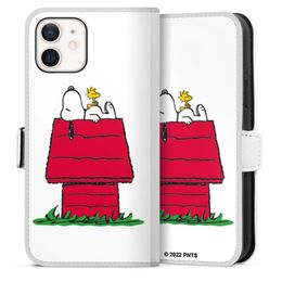 DeinDesign iPhone 12 Handy Klapph&uuml;lle Handyh&uuml;lle aus Kunst Leder wei&szlig; Flip Case Snoopy Peanuts Official Licensed Product Sideflip mit Lasche