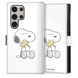 DeinDesign Galaxy S24 Ultra Handy Klapph&uuml;lle Handyh&uuml;lle aus Kunst Leder wei&szlig; Flip Case Snoopy Love Peanuts Sideflip mit Lasche