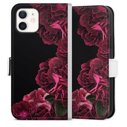 DeinDesign iPhone 12 Handy Klapph&uuml;lle Handyh&uuml;lle aus Kunst Leder wei&szlig; Flip Case Vintage Rose Pink Sideflip mit Lasche