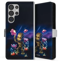DeinDesign Galaxy S25 Ultra Handy Klapph&uuml;lle Handyh&uuml;lle aus Kunst Leder wei&szlig; Flip Case Baby Groot Marvel Guardians Of The Galaxy Sideflip mit Lasche