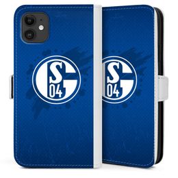 DeinDesign iPhone 11 Handy Klapph&uuml;lle Handyh&uuml;lle aus Kunst Leder wei&szlig; Flip Case Official Licensed Product Fc Schalke 04 Schalke 04 Sideflip mit Lasche