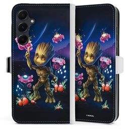 DeinDesign Galaxy A55 5G Handy Klapph&uuml;lle Handyh&uuml;lle aus Kunst Leder wei&szlig; Flip Case Baby Groot Marvel Guardians Of The Galaxy Sideflip mit Lasche