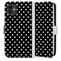 DeinDesign iPhone 11 Handy Klapph&uuml;lle Handyh&uuml;lle aus Kunst Leder wei&szlig; Flip Case Retro Points Polka Dots Sideflip mit Lasche