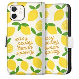 DeinDesign iPhone 12 Handy Klapph&uuml;lle Handyh&uuml;lle aus Kunst Leder wei&szlig; Flip Case Lemon Statement Spruch Sideflip mit Lasche