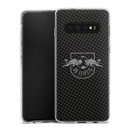 DeinDesign Galaxy S10 Plus Handy Silikon H&uuml;lle Case transparent Handyh&uuml;lle Rb Leipzig Carbon Metallic Look Silikon Case
