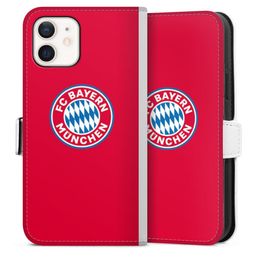 DeinDesign iPhone 12 Handy Klapph&uuml;lle Handyh&uuml;lle aus Kunst Leder wei&szlig; Flip Case Fc Bayern M&uuml;nchen Fcb Logo Sideflip mit Lasche