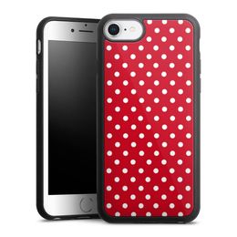 DeinDesign iPhone SE (2020) Handy Gallery Case Handyh&uuml;lle 9H Geh&auml;rtetes Glas R&uuml;ckseite H&uuml;lle Retro Polka Dots Points Gallery Case