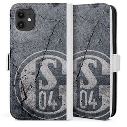 DeinDesign iPhone 11 Handy Klapph&uuml;lle Handyh&uuml;lle aus Kunst Leder wei&szlig; Flip Case Merchandise Fc Schalke 04 Concrete Sideflip mit Lasche