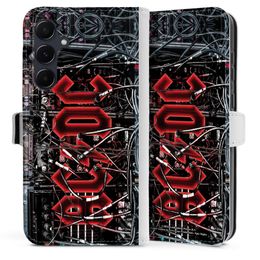 DeinDesign Galaxy A55 5G Handy Klapph&uuml;lle Handyh&uuml;lle aus Kunst Leder wei&szlig; Flip Case Merchandise Acdc Official Licensed Product Sideflip mit Lasche