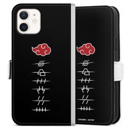 DeinDesign iPhone 12 Handy Klapph&uuml;lle Handyh&uuml;lle aus Kunst Leder wei&szlig; Flip Case Naruto Shippuden Official Licensed Product Akatsuki Sideflip mit Lasche