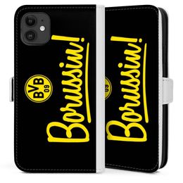 DeinDesign iPhone 11 Handy Klapph&uuml;lle Handyh&uuml;lle aus Kunst Leder wei&szlig; Flip Case Borussia Dortmund Bvb Soccer Sideflip mit Lasche