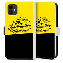DeinDesign iPhone 11 Handy Klapph&uuml;lle Handyh&uuml;lle aus Kunst Leder wei&szlig; Flip Case Bvb Dortmunder Girl Borussia Dortmund Sideflip mit Lasche