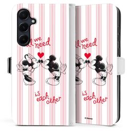 DeinDesign Galaxy A35 5G Handy Klapph&uuml;lle Handyh&uuml;lle aus Kunst Leder wei&szlig; Flip Case Love Disney Sideflip mit Lasche