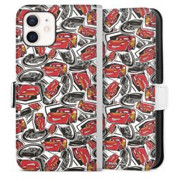 DeinDesign iPhone 12 Handy Klapph&uuml;lle Handyh&uuml;lle aus Kunst Leder wei&szlig; Flip Case Cars Lightning Mcqueen 95 Disney Pixar Sideflip mit Lasche