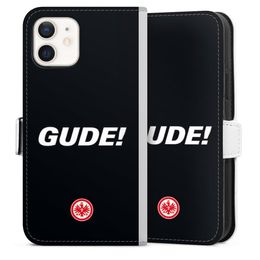 DeinDesign iPhone 12 Handy Klapph&uuml;lle Handyh&uuml;lle aus Kunst Leder wei&szlig; Flip Case Bundesliga Official Licensed Product Eintracht Frankfurt Sideflip mit Lasche