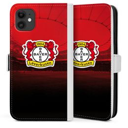 DeinDesign iPhone 11 Handy Klapph&uuml;lle Handyh&uuml;lle aus Kunst Leder wei&szlig; Flip Case Bayer 04 Leverkusen Official Licensed Product Stadium Sideflip mit Lasche