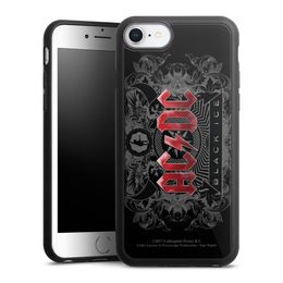 DeinDesign iPhone SE (2020) Handy Gallery Case Handyh&uuml;lle 9H Geh&auml;rtetes Glas R&uuml;ckseite H&uuml;lle Black Ice Merchandise Acdc Gallery Case