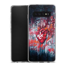 DeinDesign Galaxy S10 Plus Handy Silikon H&uuml;lle Case transparent Handyh&uuml;lle 1. Fck 1. Fc Kaiserslautern Heart Silikon Case