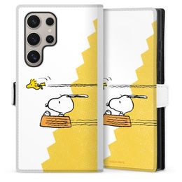 DeinDesign Galaxy S24 Ultra Handy Klapph&uuml;lle Handyh&uuml;lle aus Kunst Leder wei&szlig; Flip Case Snoopy Peanuts Children Sideflip mit Lasche