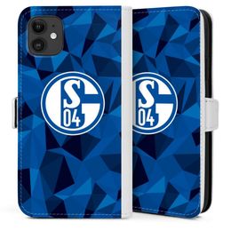 DeinDesign iPhone 11 Handy Klapph&uuml;lle Handyh&uuml;lle aus Kunst Leder wei&szlig; Flip Case Camouflage Fc Schalke 04 Muster Sideflip mit Lasche