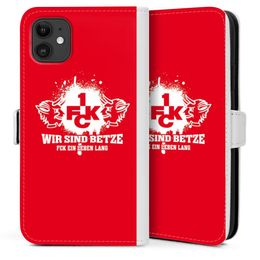 DeinDesign iPhone 11 Handy Klapph&uuml;lle Handyh&uuml;lle aus Kunst Leder wei&szlig; Flip Case 1. Fc Kaiserslautern Spruch Official Licensed Product Sideflip mit Lasche