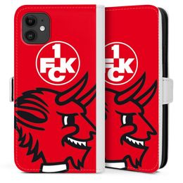 DeinDesign iPhone 11 Handy Klapph&uuml;lle Handyh&uuml;lle aus Kunst Leder wei&szlig; Flip Case Devil 1. Fc Kaiserslautern 1. Fck Sideflip mit Lasche