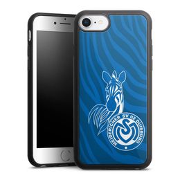 DeinDesign iPhone SE (2020) Handy Gallery Case Handyh&uuml;lle 9H Geh&auml;rtetes Glas R&uuml;ckseite H&uuml;lle Merchandise Zebra Msv Duisburg Gallery Case
