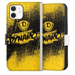 DeinDesign iPhone 12 Handy Klapph&uuml;lle Handyh&uuml;lle aus Kunst Leder wei&szlig; Flip Case Logo Official Licensed Product Sg Dynamo Dresden Sideflip mit Lasche