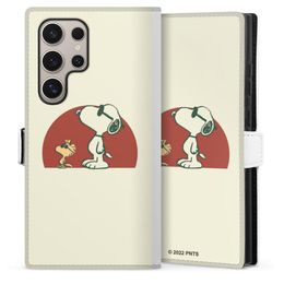 DeinDesign Galaxy S24 Ultra Handy Klapph&uuml;lle Handyh&uuml;lle aus Kunst Leder wei&szlig; Flip Case Snoopy Official Licensed Product Kindheit Sideflip mit Lasche