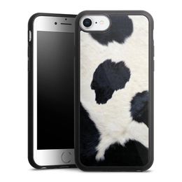 DeinDesign iPhone SE (2020) Handy Gallery Case Handyh&uuml;lle 9H Geh&auml;rtetes Glas R&uuml;ckseite H&uuml;lle Animal Print Cow Skin Animal Look Gallery Case